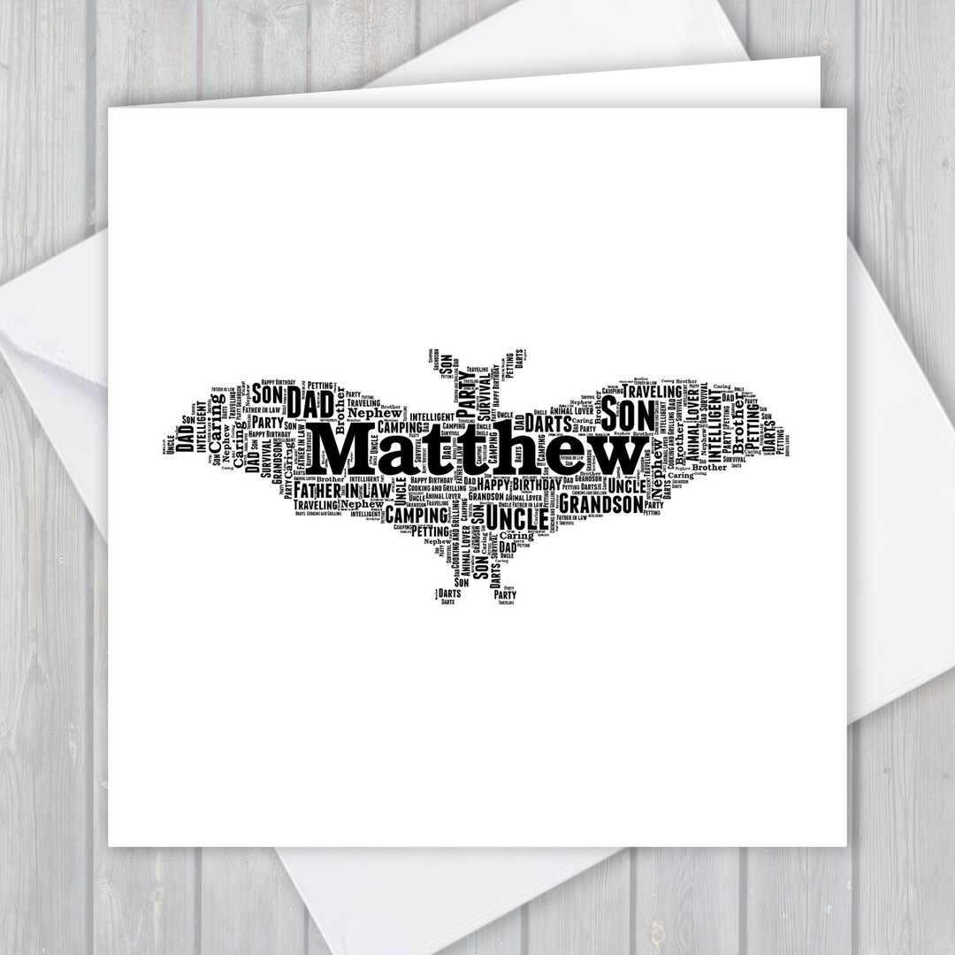 Personalised Bat, Birthday Greeting Card, Unique Anniversary or Thank ...