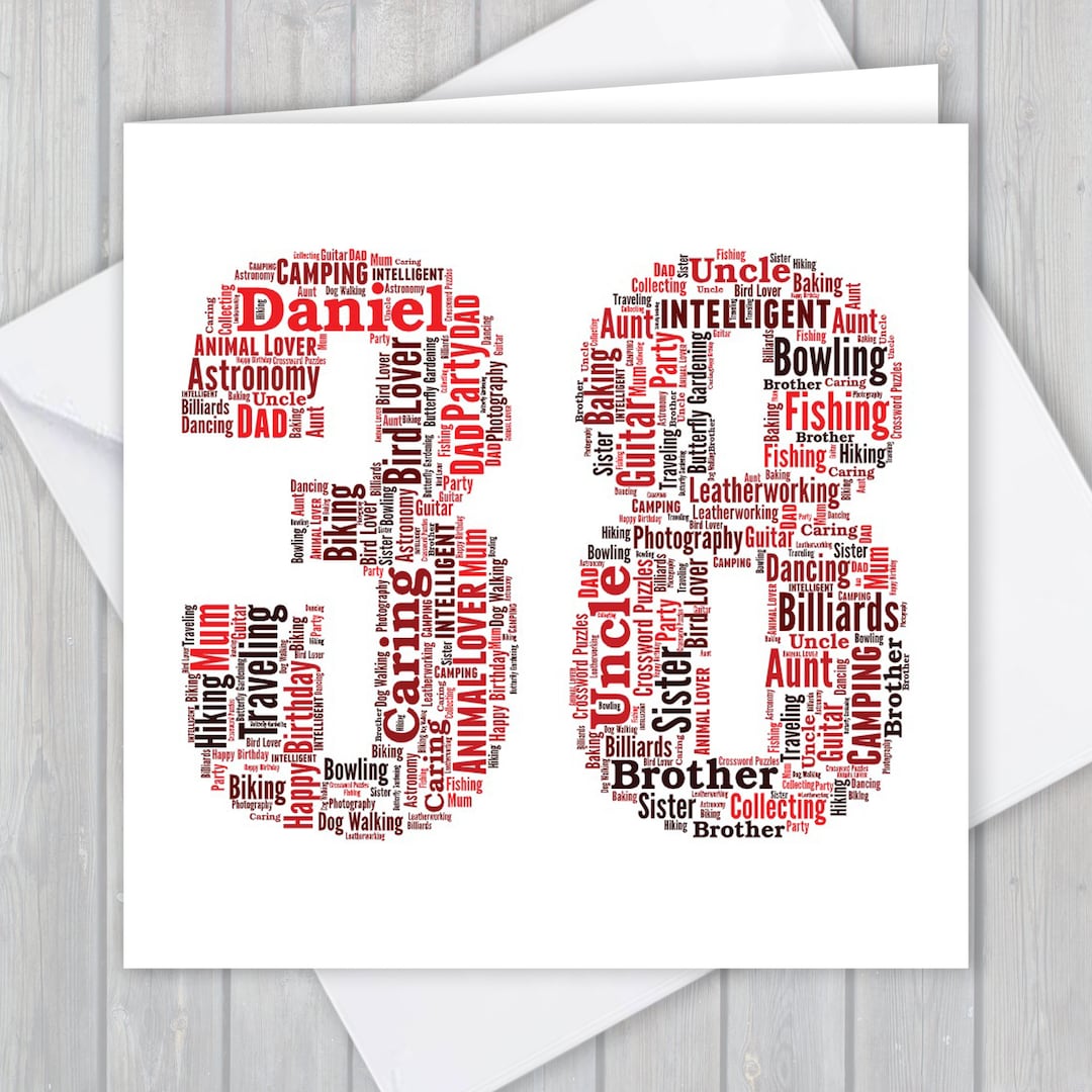Personalised 38th Birthday Greeting Card, Unique Anniversary or ...