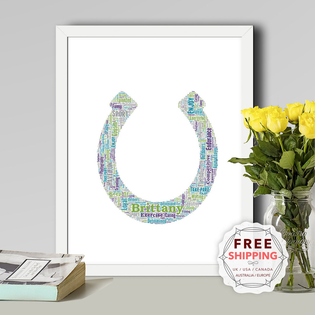 Personalized Horse Word Art Print: Equestrian Gift, Good Luck Keepsake ...