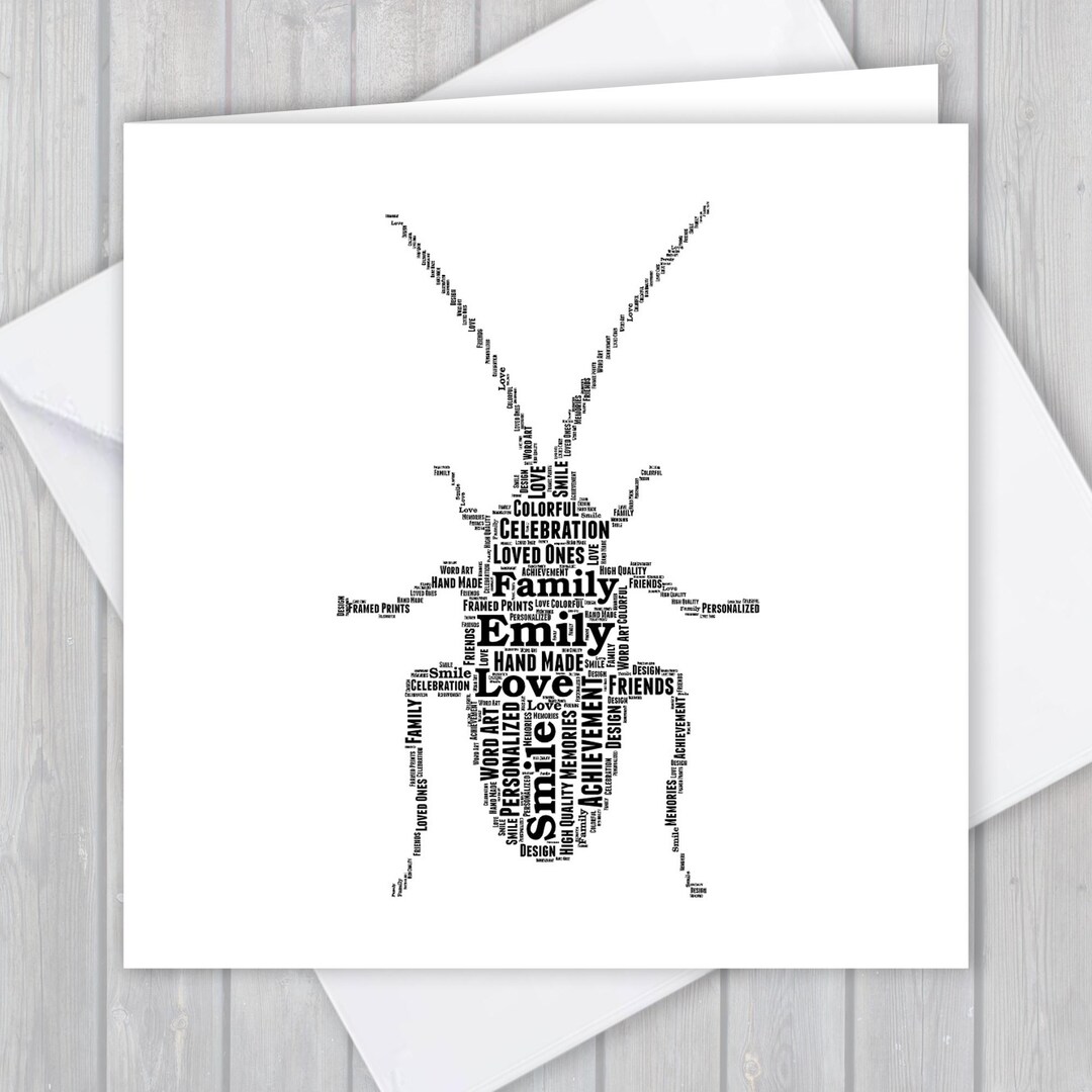 Personalized Cockroach Word Art Greeting Card: Unique Keepsake Bug021 ...