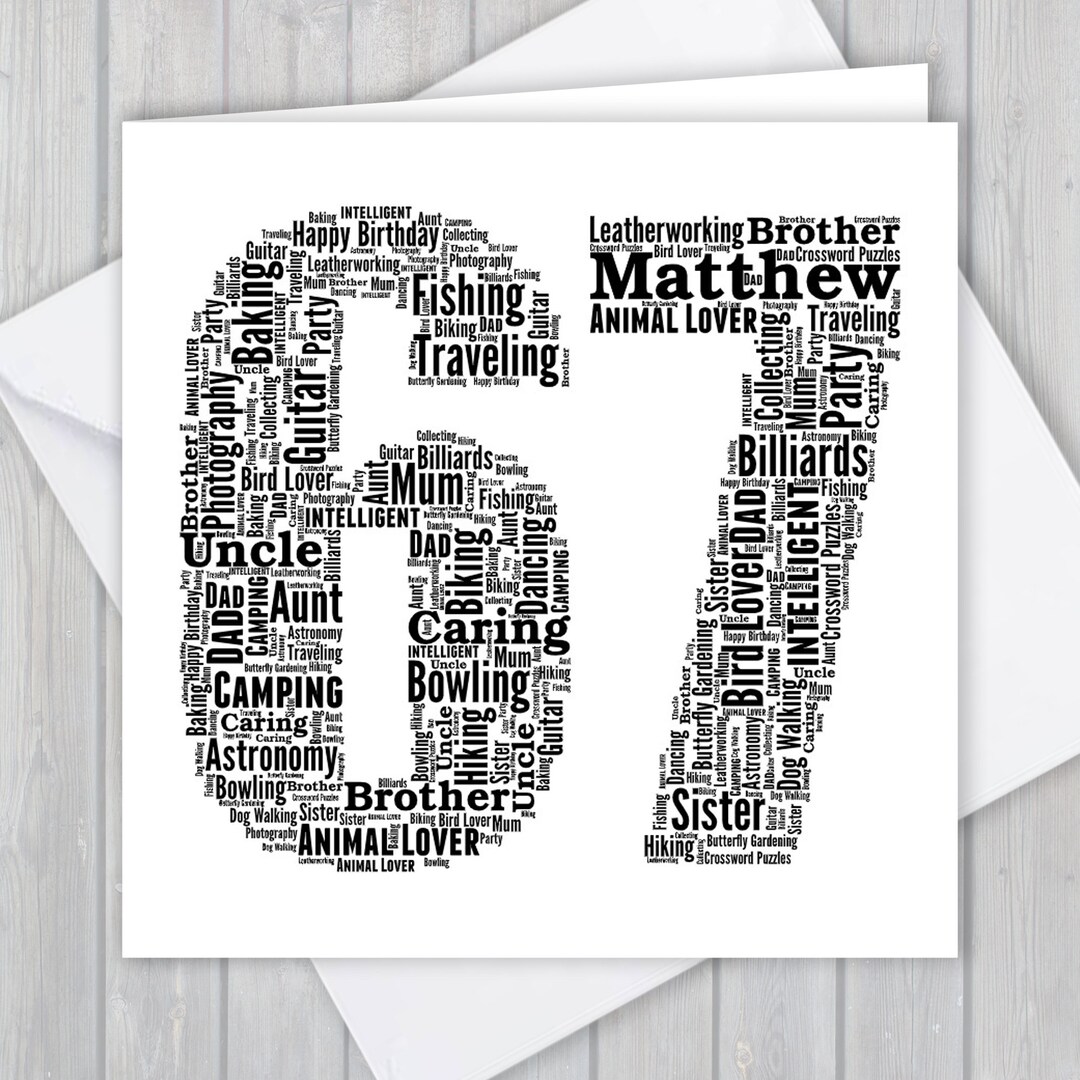 Personalised 67th Birthday Greeting Card, Unique Anniversary or ...