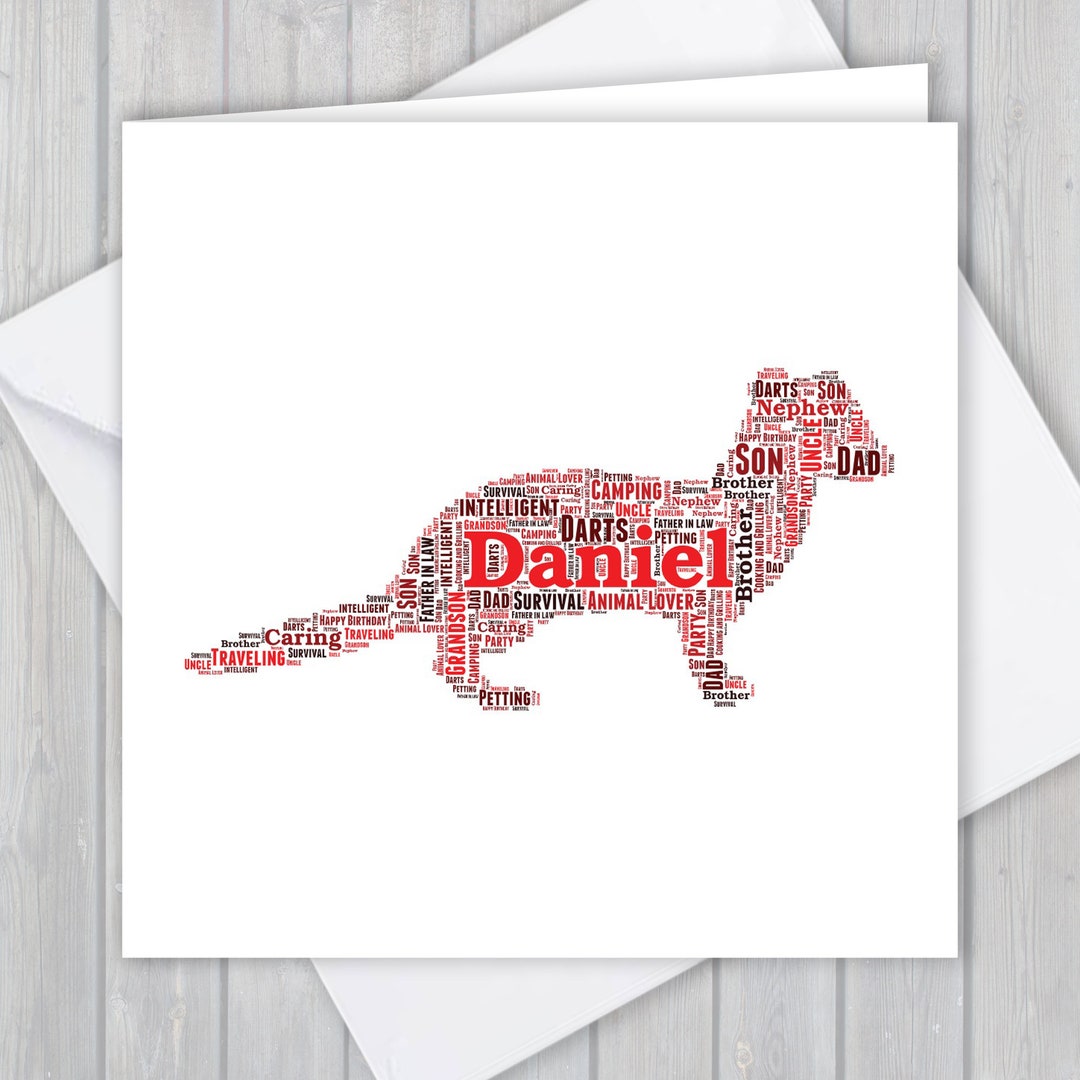 Personalised Weasel, Birthday Greeting Card, Unique Anniversary or ...