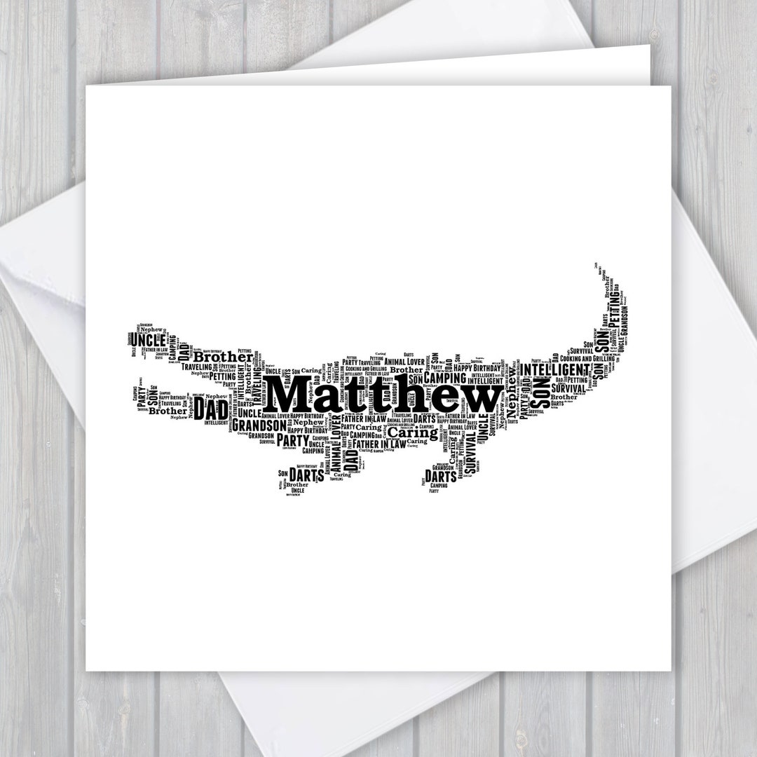 Personalized Alligator Word Art Greeting Card: Unique Keepsake - Etsy