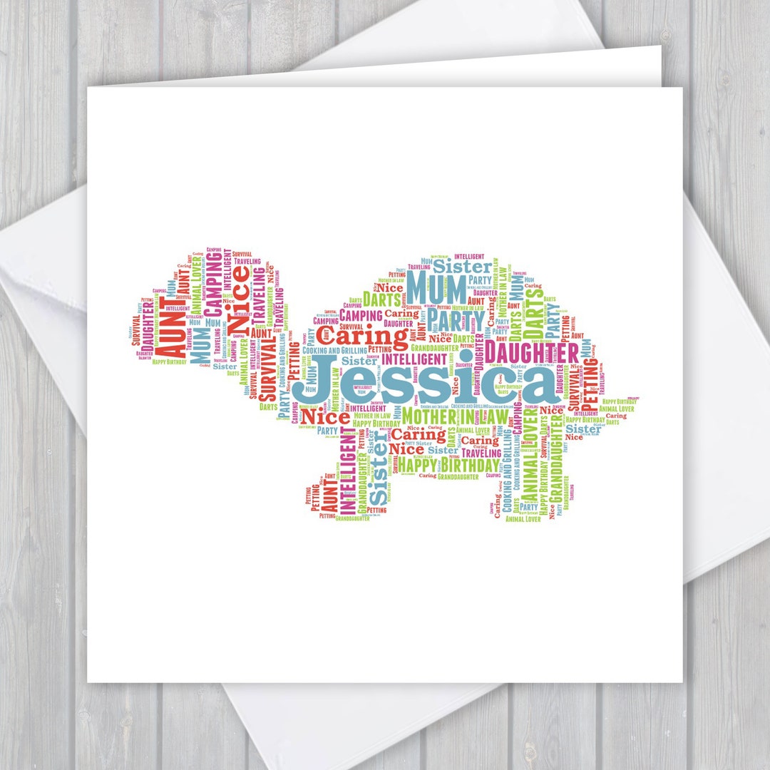 Personalised Tortoise, Birthday Greeting Card, Unique Anniversary or ...