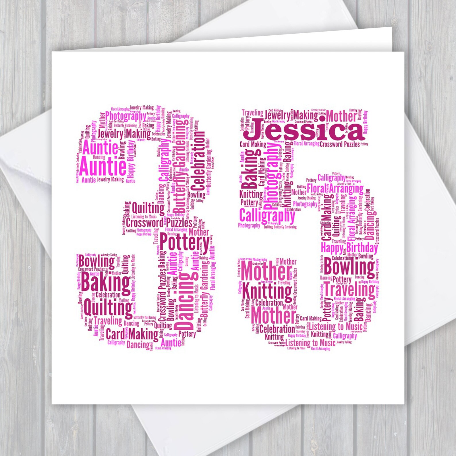 Personalized 35th Birthday Card: Custom Word Art Keepsake GCM035 - Etsy
