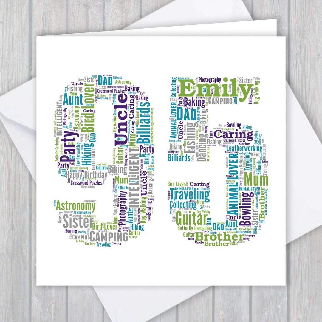 Personalised 95th Birthday Greeting Card, Unique Anniversary or ...