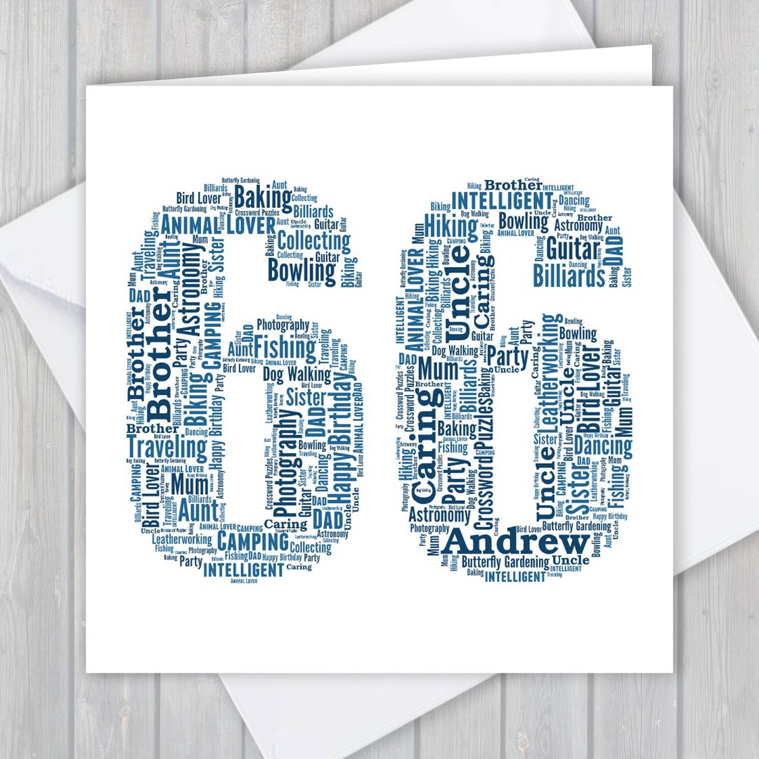 Personalised 66th Birthday Greeting Card, Unique Anniversary or ...