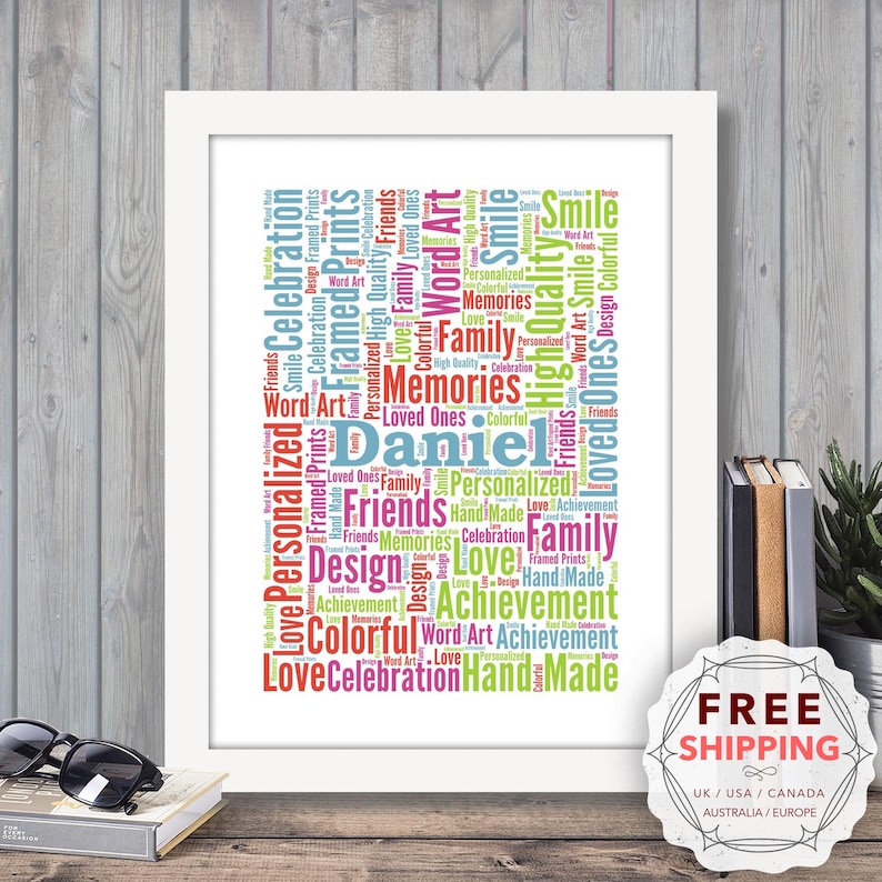 Personalized Word Art Print: Custom Rectangle Keepsake, Framed Cus002 ...