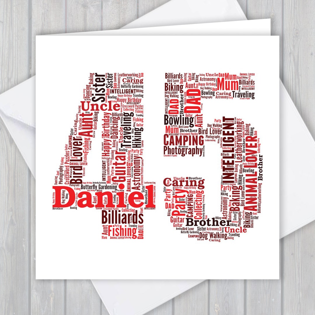 Personalised 45th Birthday Greeting Card, Unique Anniversary or ...