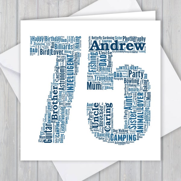 75th Personalised Birthday Card - Etsy UK