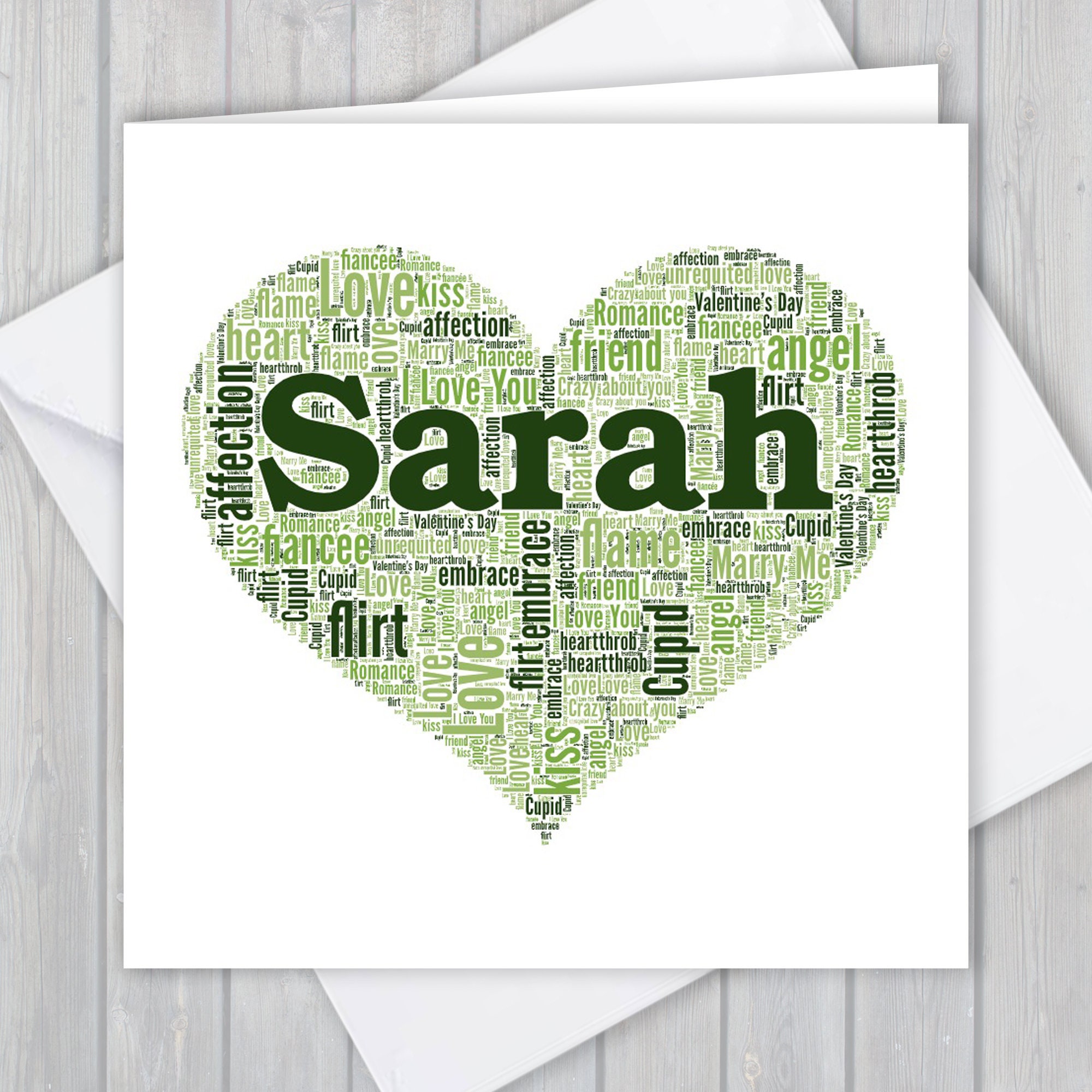 Personalized Love Heart Word Art Greeting Card: Valentine's Day - Etsy UK