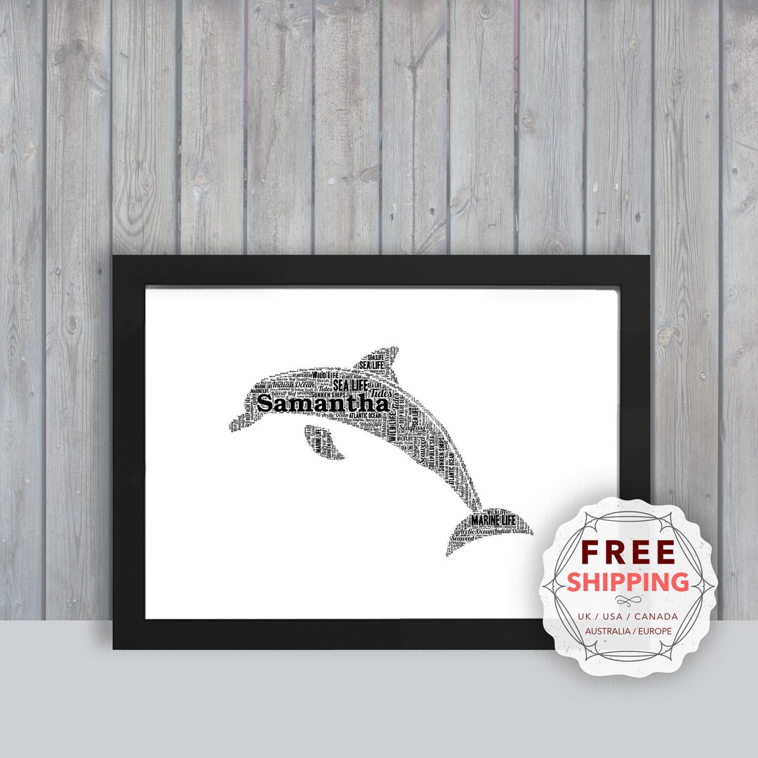 Personalized Dolphin Print: Sea Life Word Art, Framed Keepsake Sea010 ...