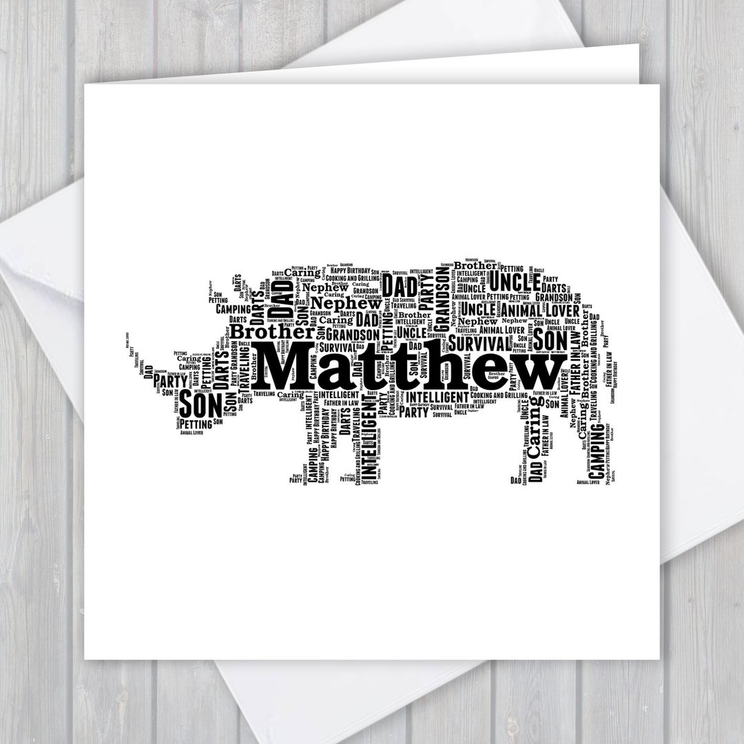 Personalised Rhinoceros, Birthday Greeting Card, Unique Anniversary or ...