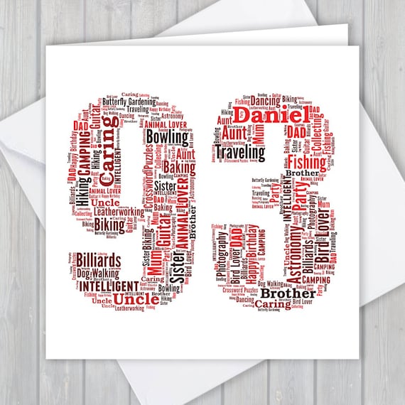 Personalised 93rd Birthday Greeting Card Unique Anniversary | Etsy
