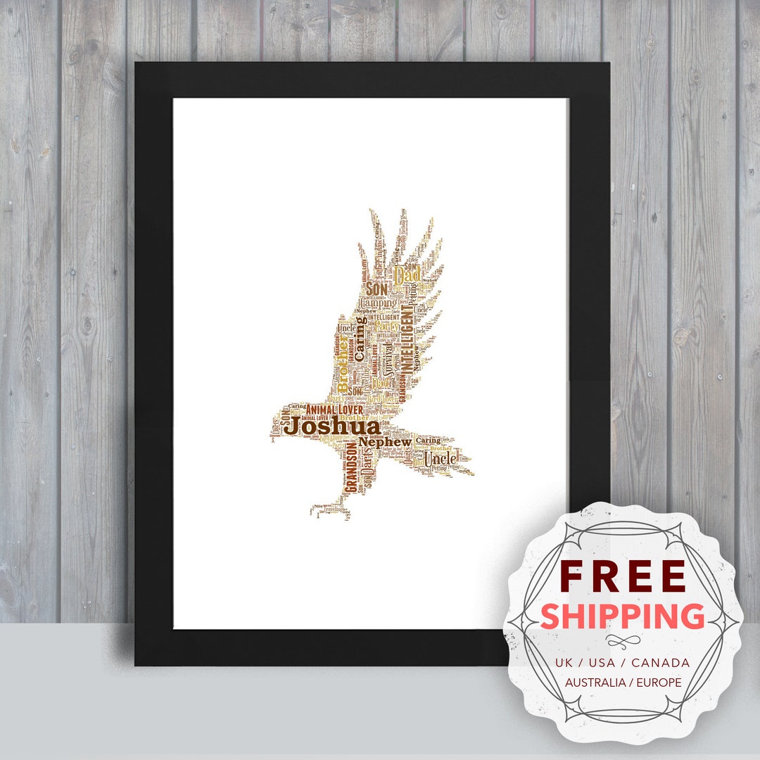 Personalized Hawk Word Art Print: Unique Framed Gift Brd008 - Etsy