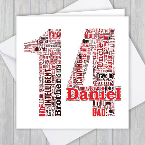 Personalised 14th Birthday Greeting Card Unique Anniversary | Etsy