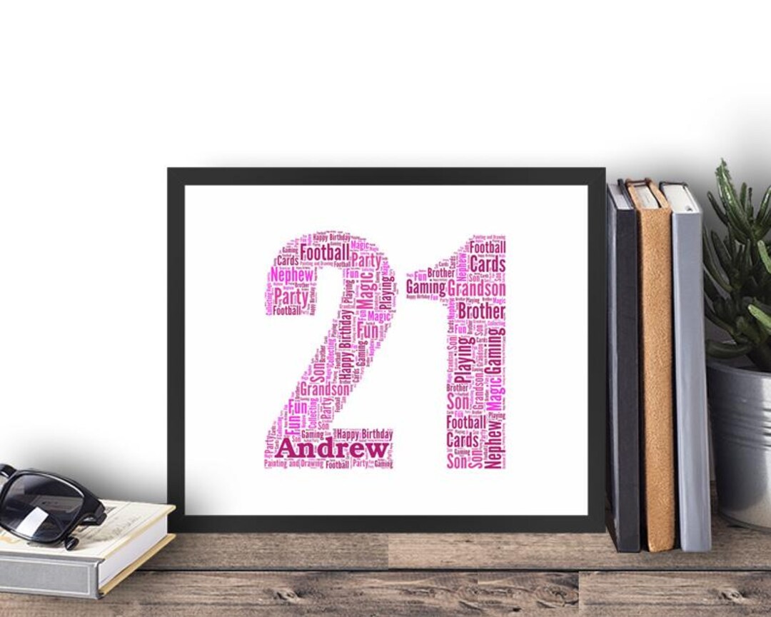 Personalized 21st Birthday Word Art Print: Unique Keepsake Gift BMM021 ...