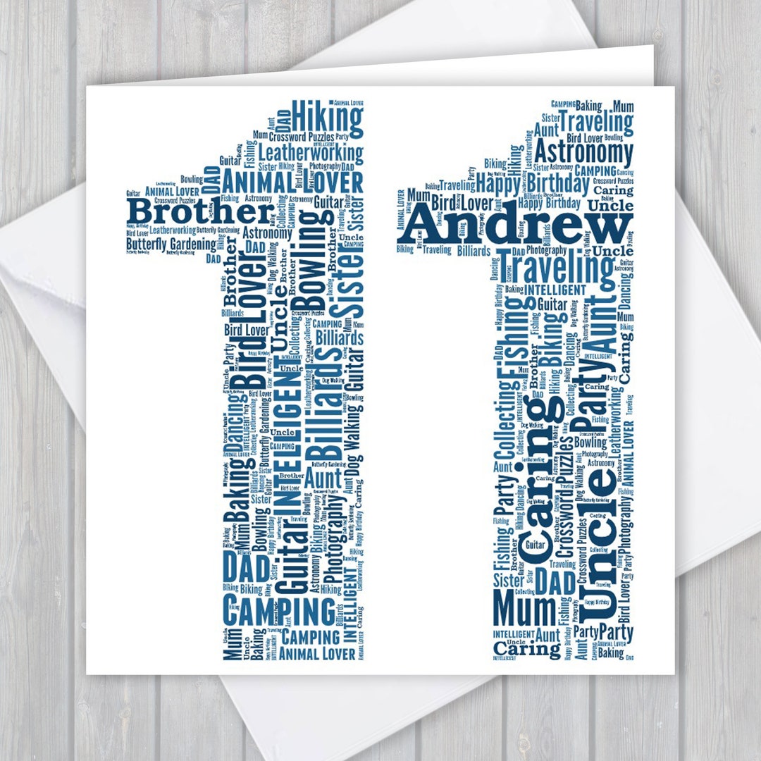 Personalized 11th Birthday Word Art Card: Unique Keepsake Gift - Etsy