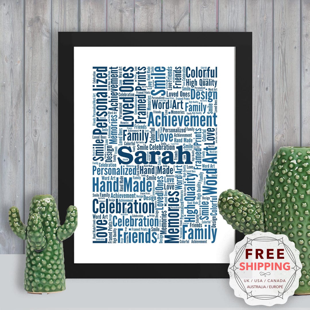 Personalized Word Art Print: Custom Rectangle Keepsake, Framed Cus002 ...
