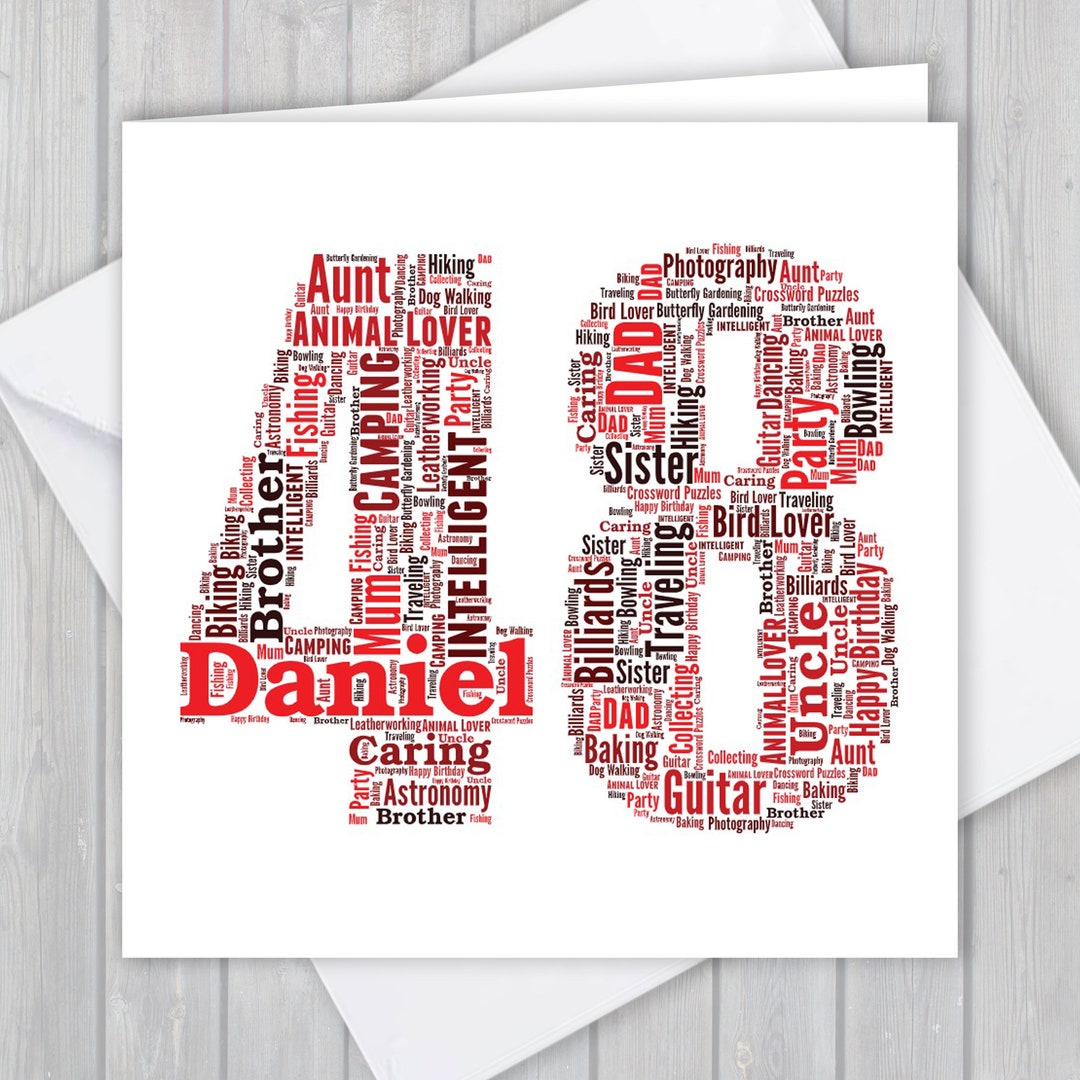 Personalized 48th Birthday Card: Unique Word Art Keepsake - Etsy