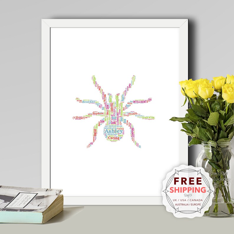 Personalized Tarantula Word Art Print: Framed Wall Decor Bug003 - Etsy