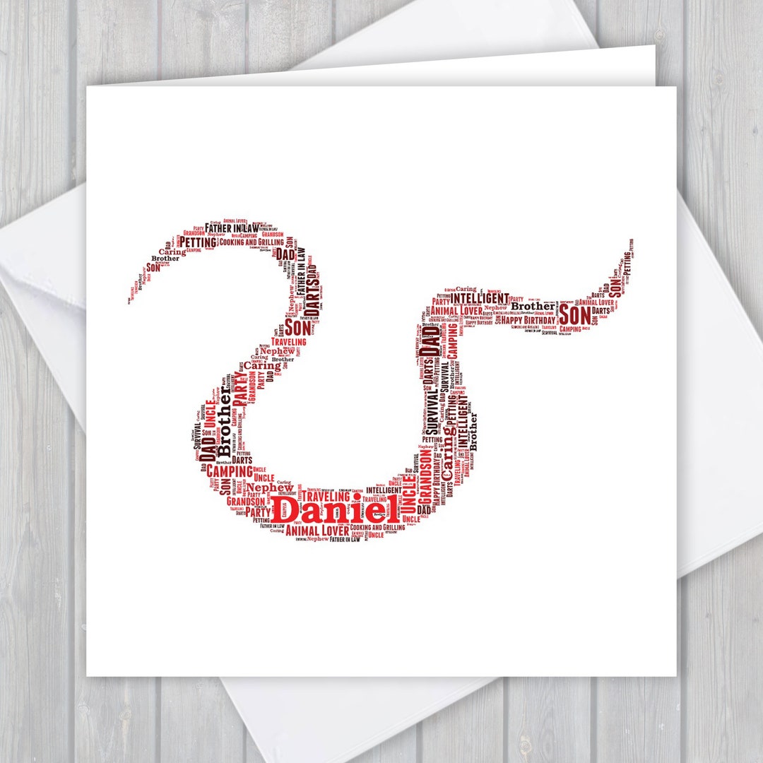 Personalized Worm Word Art Card: Unique Keepsake Greeting Card - Etsy