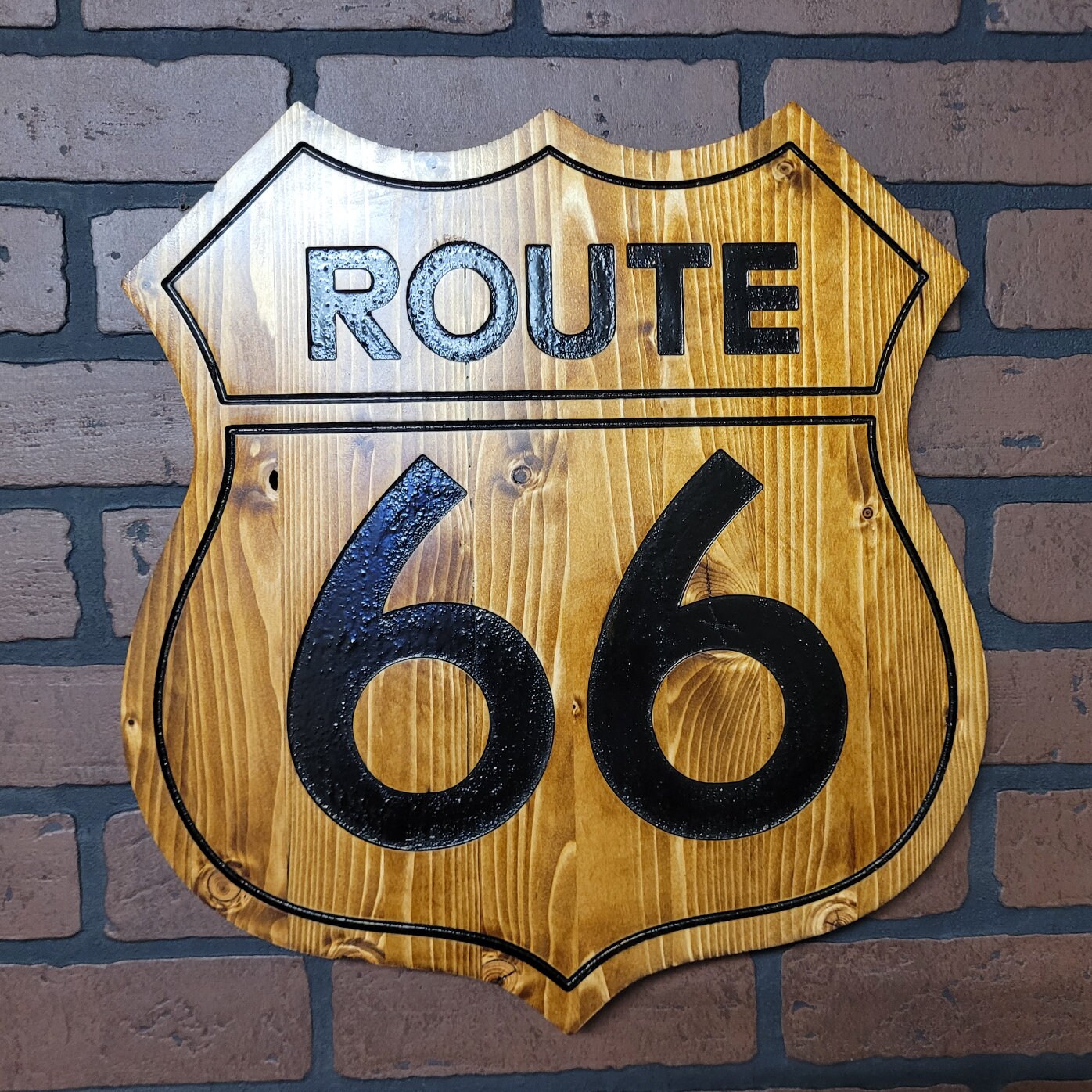 Route 66 Full Color Engraved Wood Sign, Road Signs, Street Signs ...