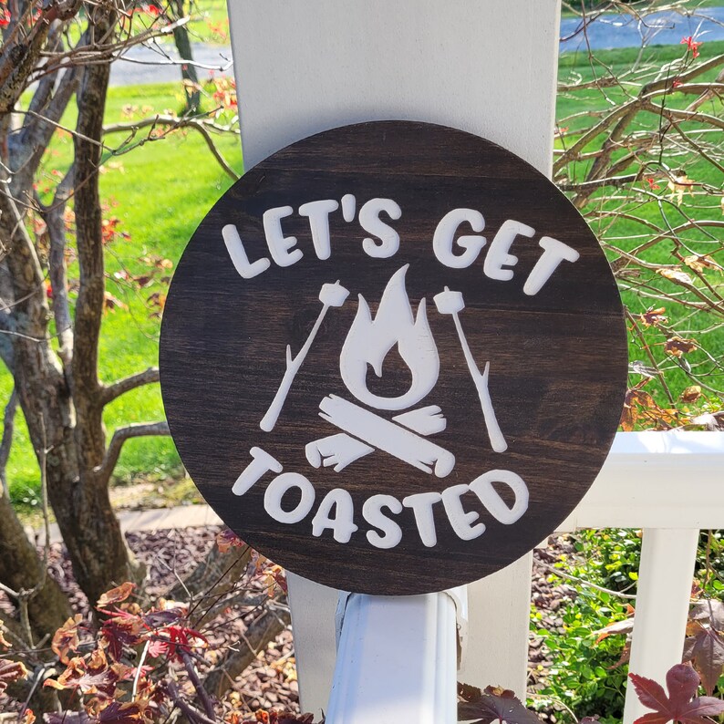 Let's Get Toasted Full Color Engraved Wood Sign - Etsy