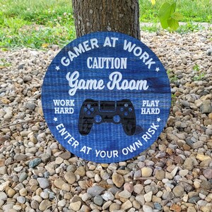 Gamer at Work Game Room Full Color Engraved Wood Sign - Etsy