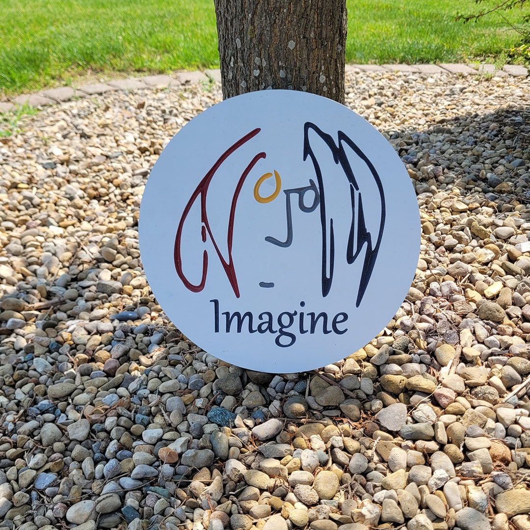 Imagine Multi-color Engraved Wood Sign, John Lennon Signs, Music Signs ...