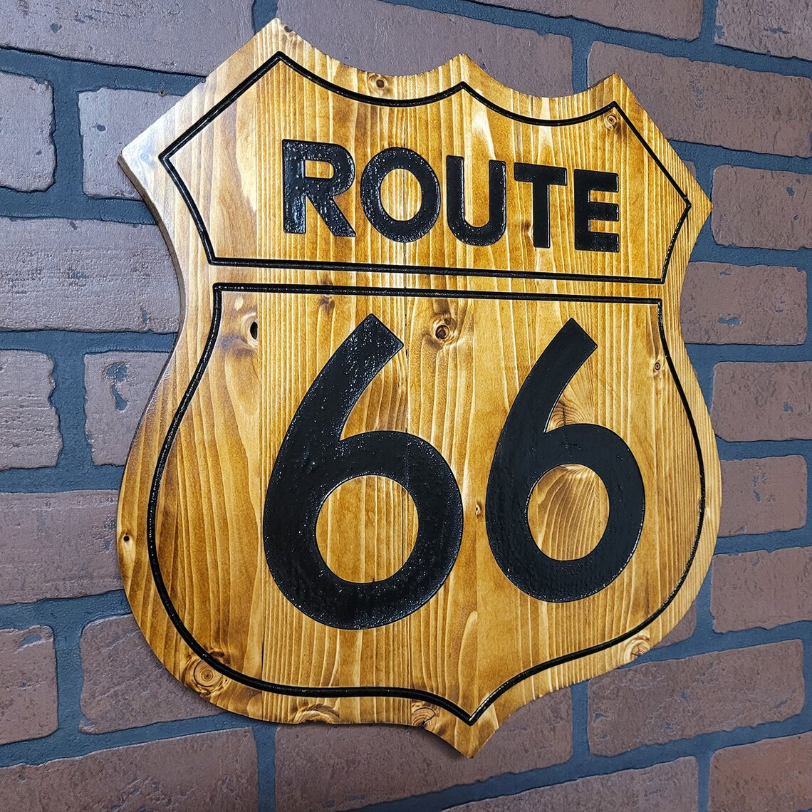 Route 66 Full Color Engraved Wood Sign, Road Signs, Street Signs ...