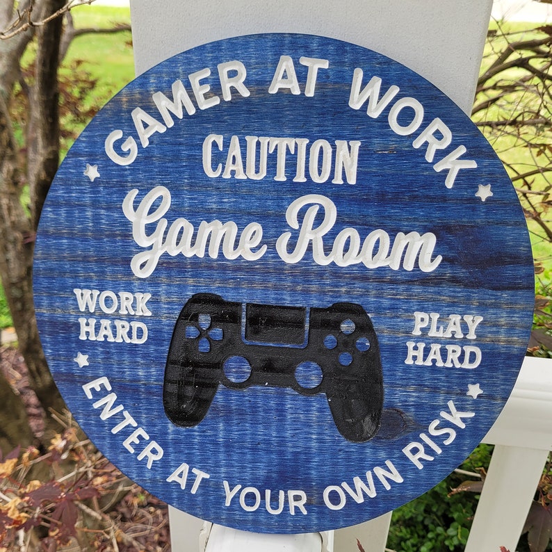 Gamer at Work Game Room Full Color Engraved Wood Sign - Etsy