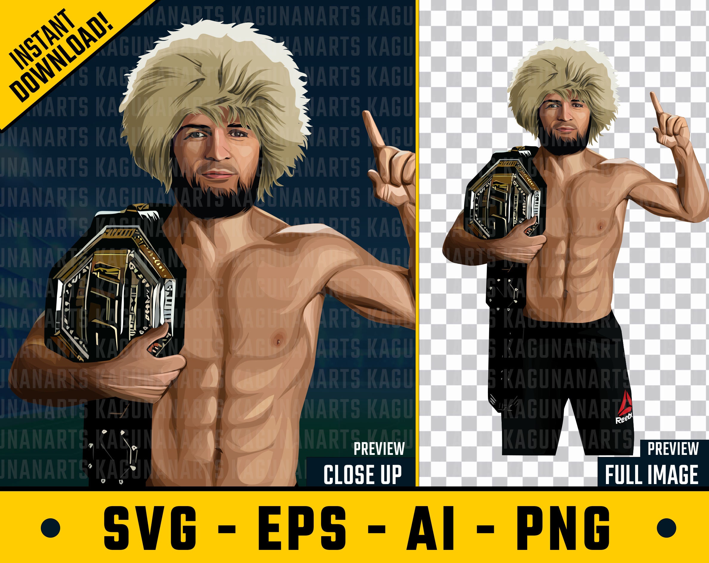 Khabib Nurmagomedov SVG, Khabib The Eagle PNG, Nurmagomedov
