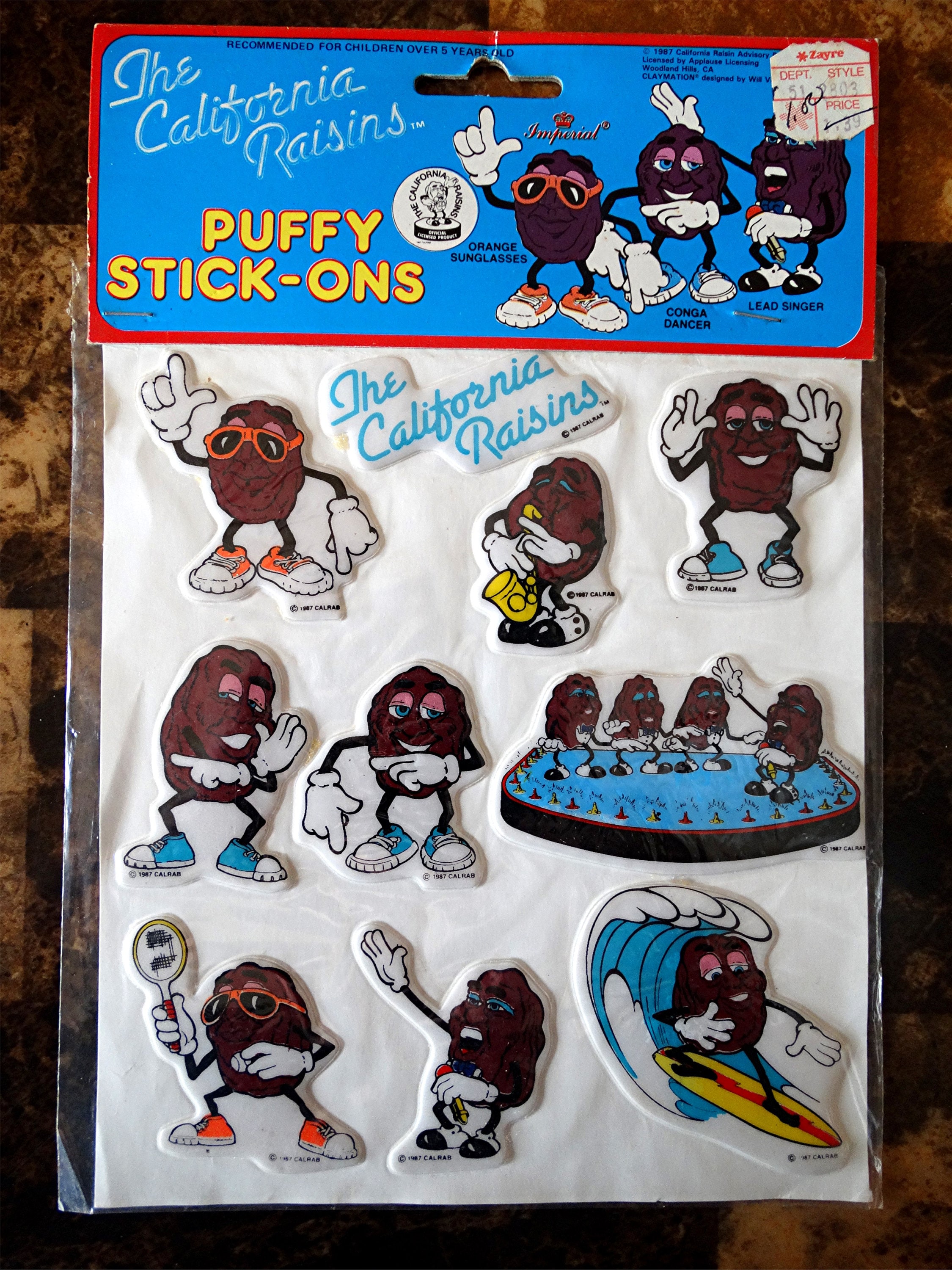 The California Raisins Puffy Stickers, Vintage From the 80's, Dated ...