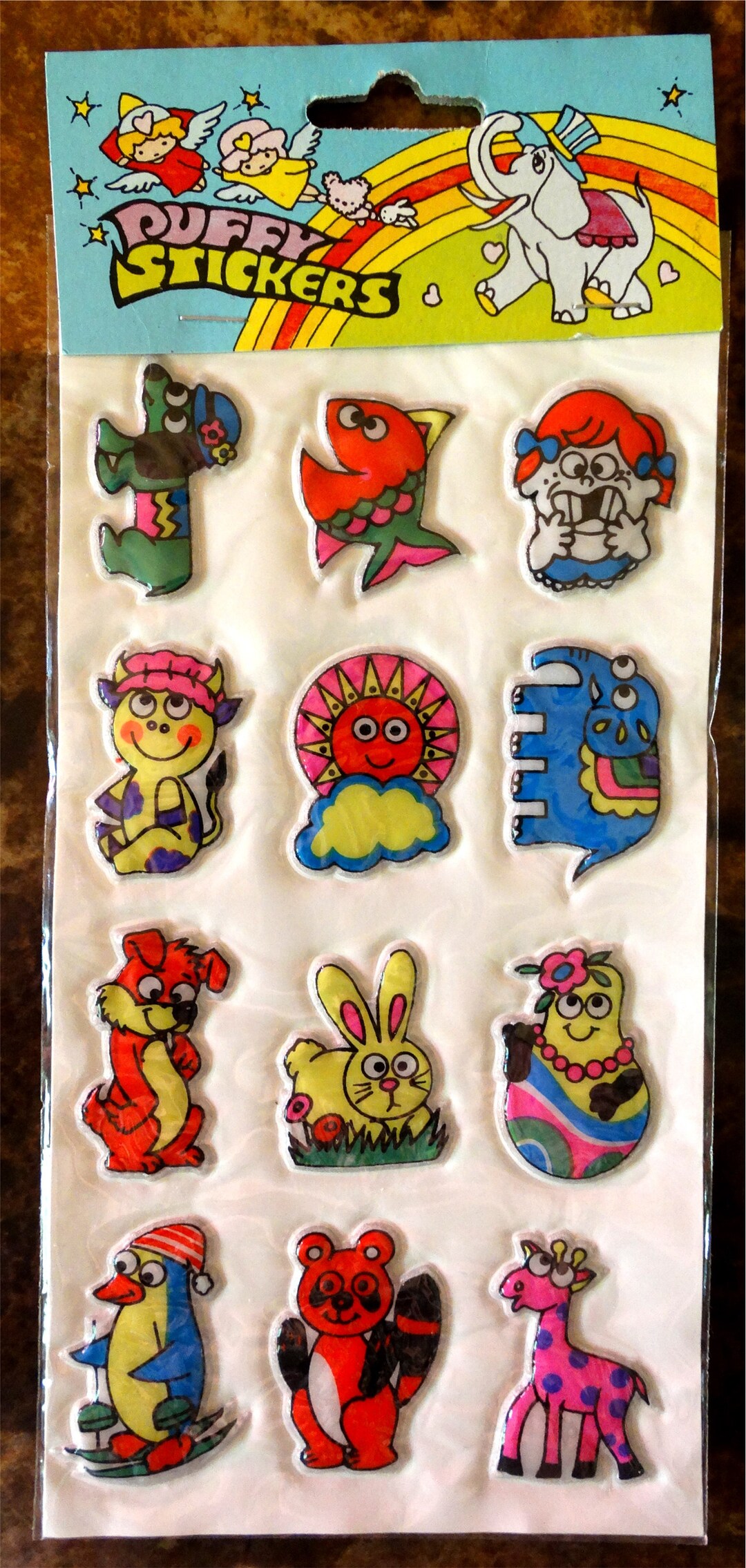 Vintage Animal Puffy Stickers From the 1980's, Dog, Fish, Cow, Bunny ...