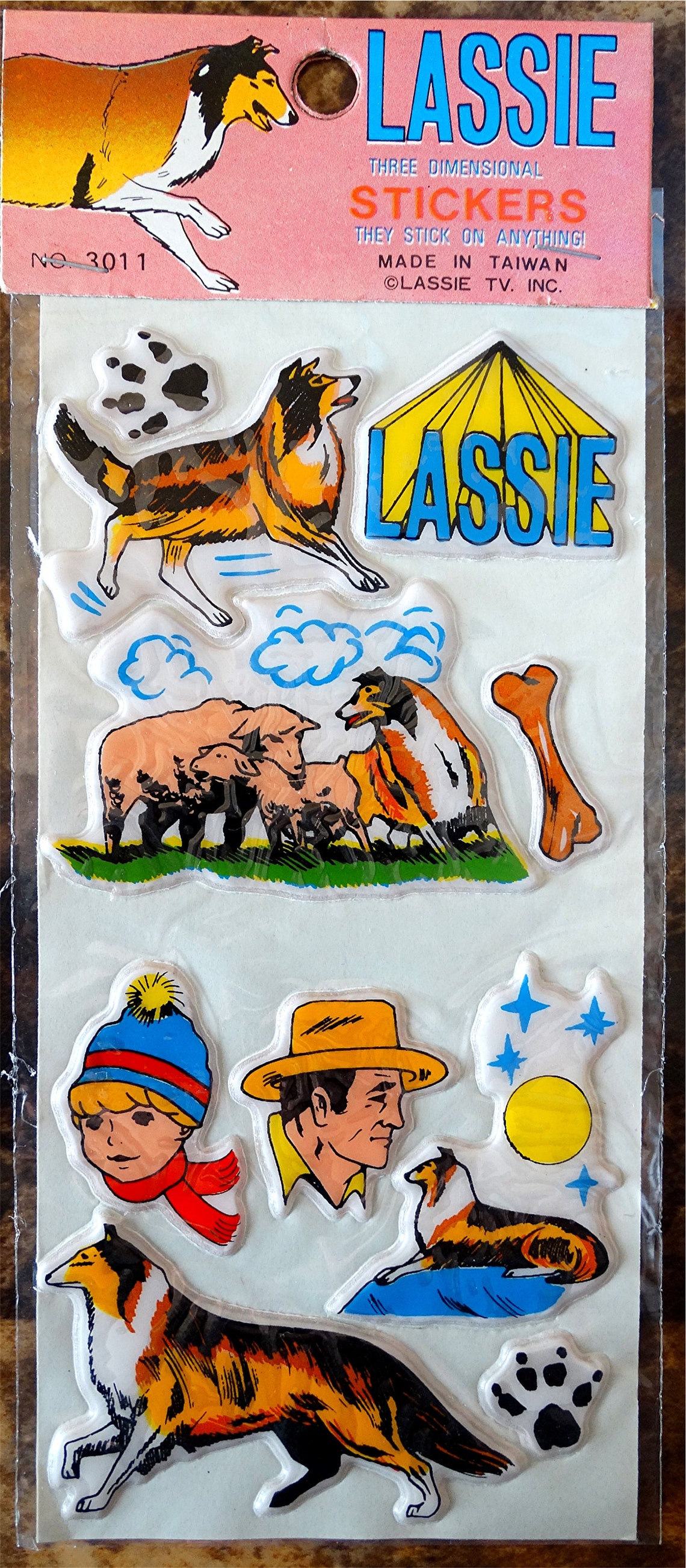 Lassie Puffy Stickers, Vintage From the 1980's, Lassie TV Dog Puffy ...