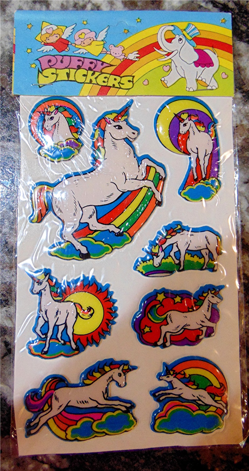Rainbow Unicorn Puffy Stickers Vintage From the 1980's - Etsy