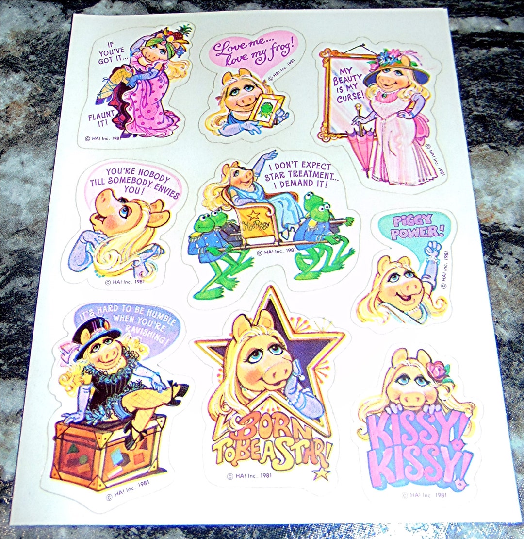 Miss Piggy Jim Henson's Muppets Stickers, Vintage From the 1980's, 1981 ...