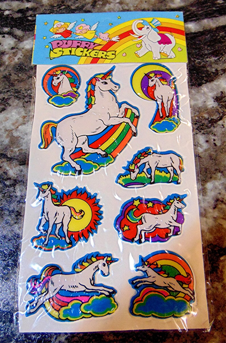 Rainbow Unicorn Puffy Stickers Vintage From the 1980's - Etsy