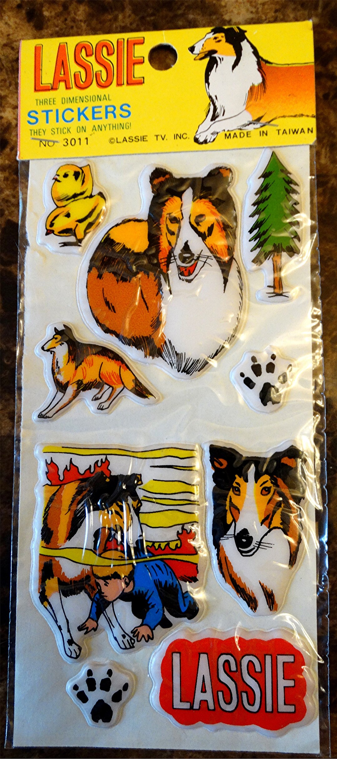 Lassie Puffy Stickers, Vintage From the 1980's, Lassie TV Dog Puffy ...