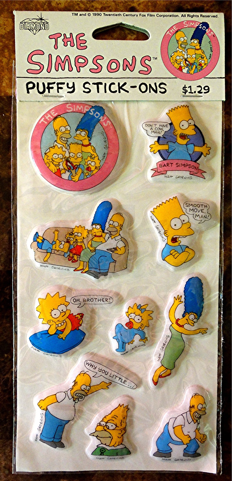 The Simpsons Puffy Stickers, Vintage From the 1990's, Dated 1990 - Etsy
