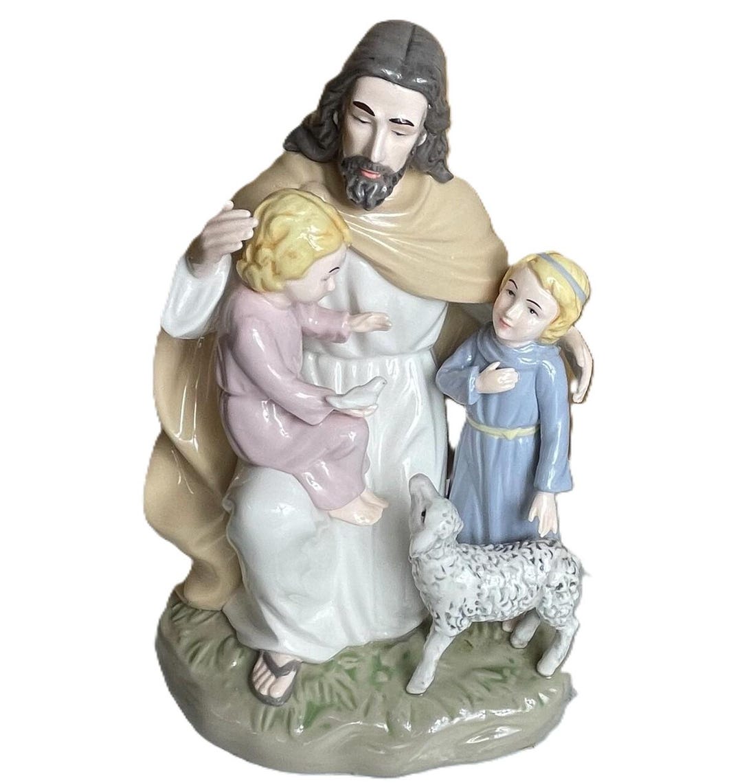 Jesus Praying With Children & Lamb Porcelain Collectable Figurine - Etsy