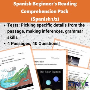 Spanish Beginner's Reading Comprehension Pack 1 (spanish 1) - Etsy