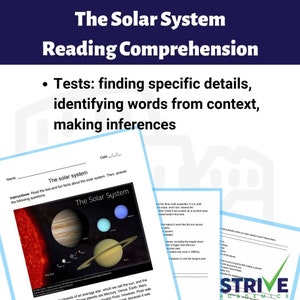 Solar System Reading Comprehension - Etsy