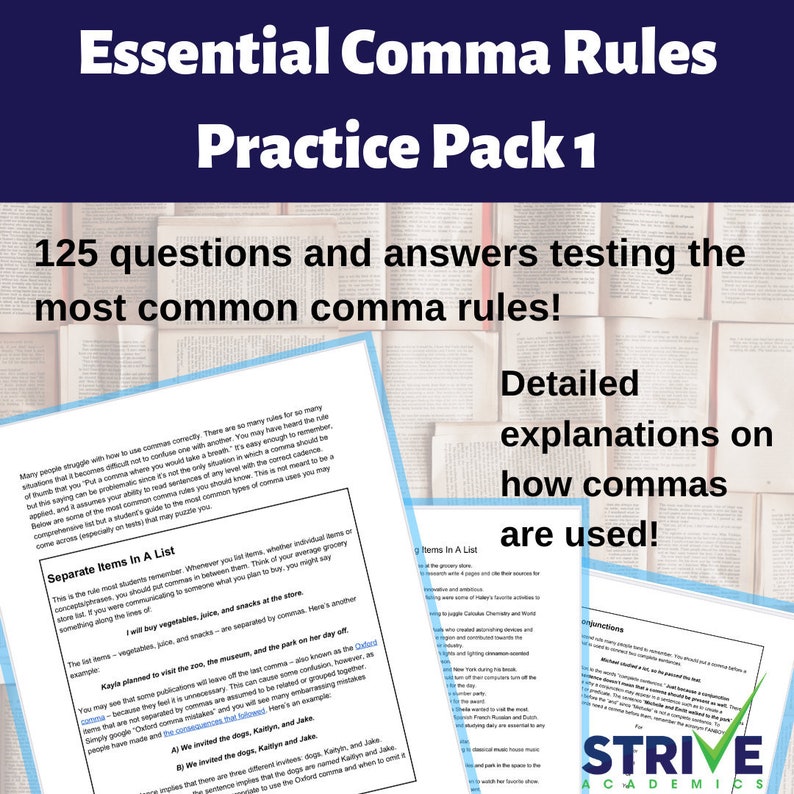 Essential Comma Rules Practice Pack 1 - Etsy