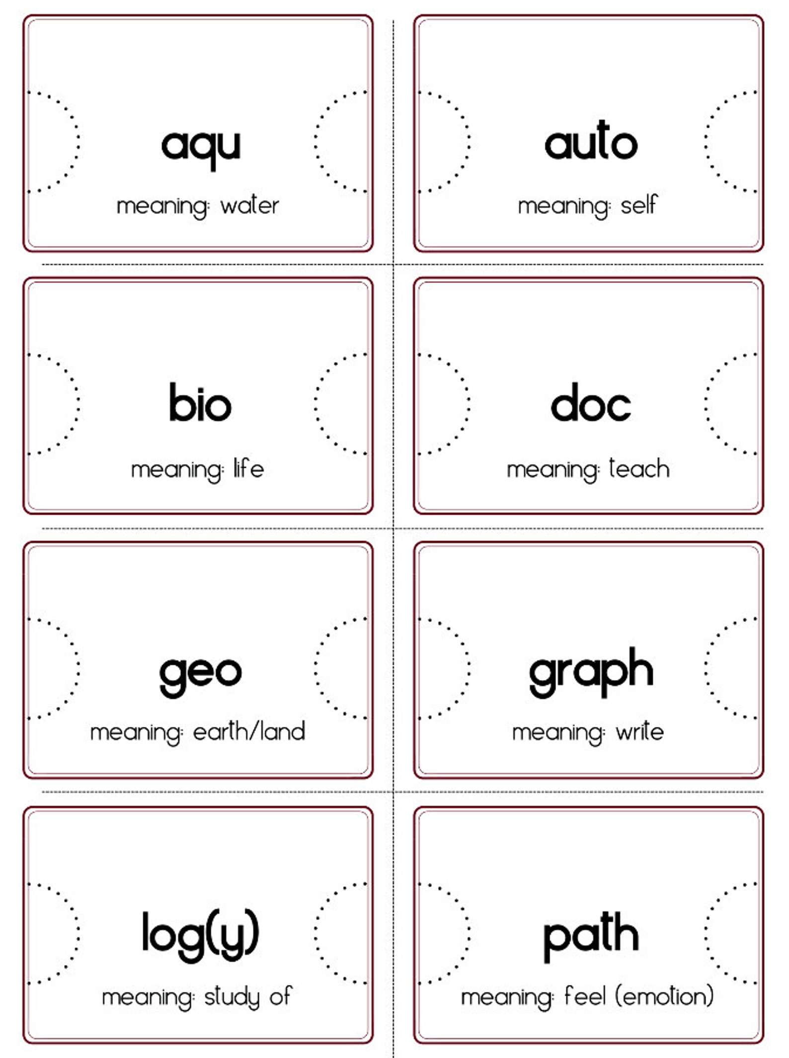 200 Common Roots, Prefixes, Suffixes Printable Flashcards for Isee ...