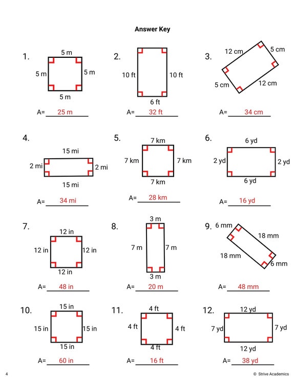 Perimeter And Area Of A Rectangle Worksheet