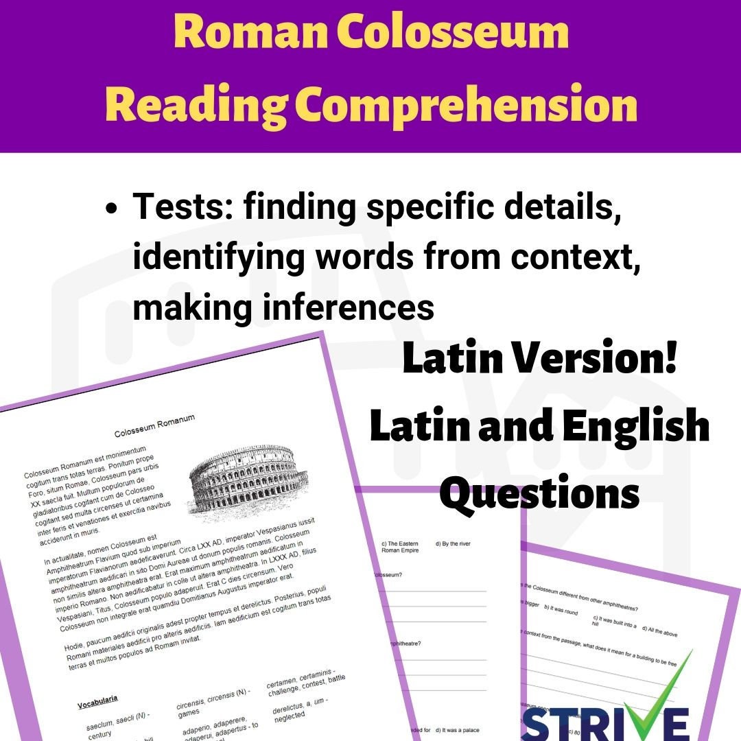 Roman Colosseum Reading Comprehension (latin Versions) - Etsy