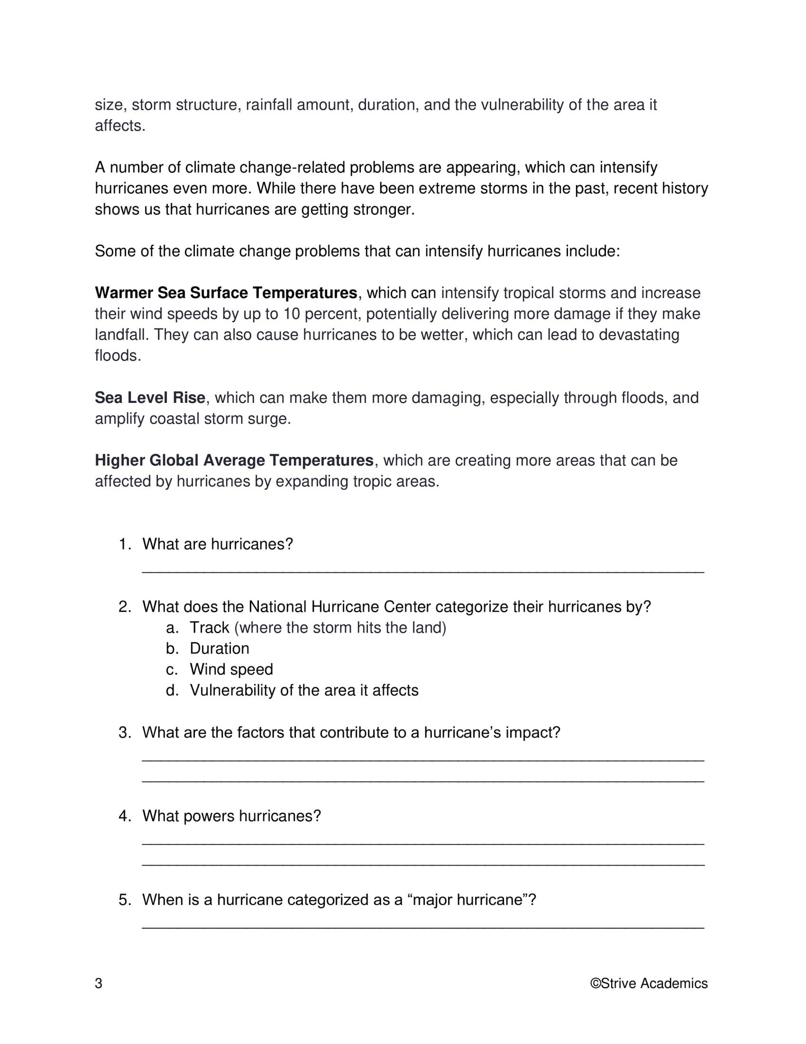 Hurricanes English Reading Comprehension Worksheet - Etsy
