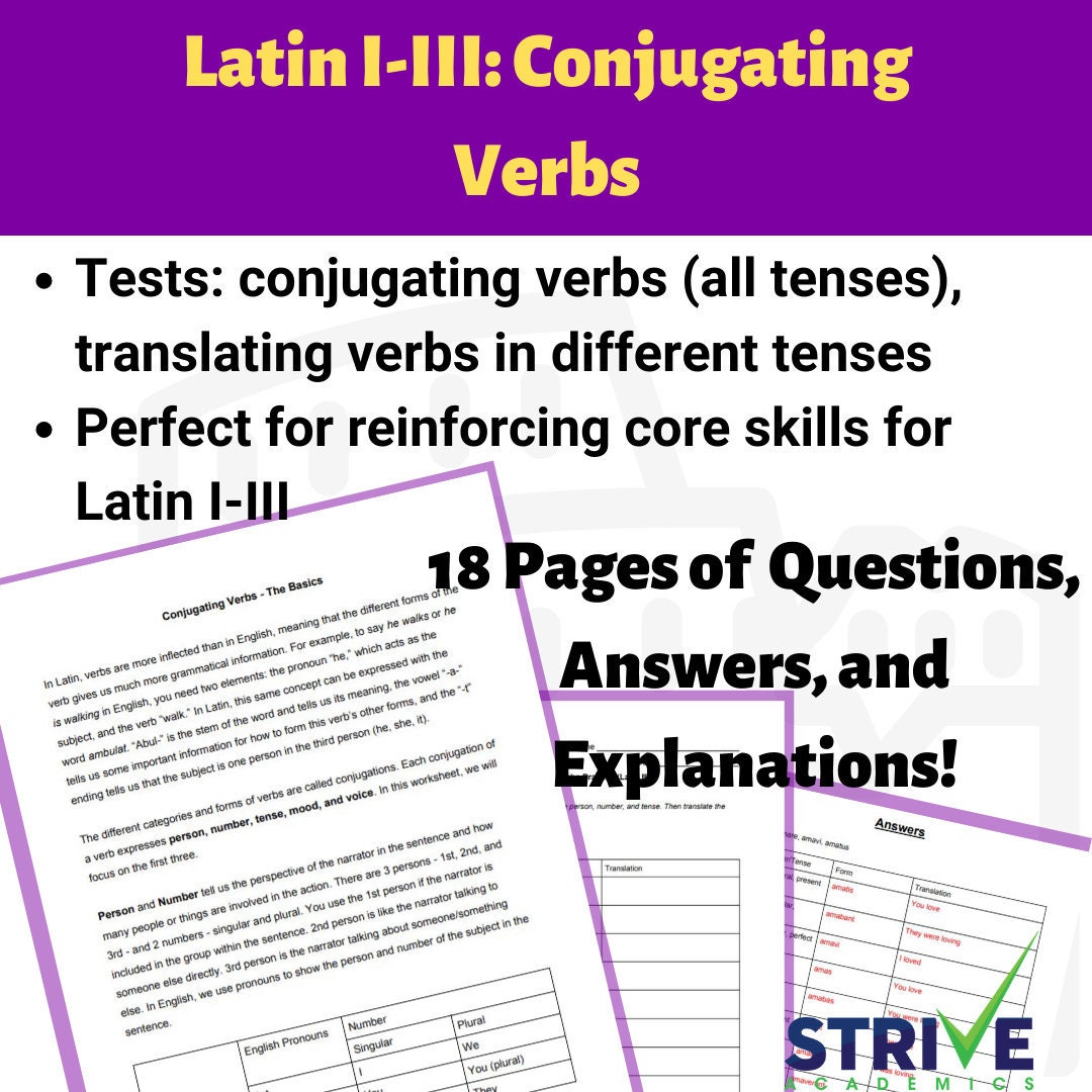 Latin II: Forming Active Verbs - Set 1 (all Tenses & Conjugations) - Etsy